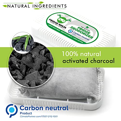 Fridge Deodorizer (8 Pack) - More Effective Than Baking Soda - Natural and Unscented Activated Charcoal Refrigerator Deodorizer - Fridge Odor Eliminator for Freezers, Coolers, and Lunch Boxes