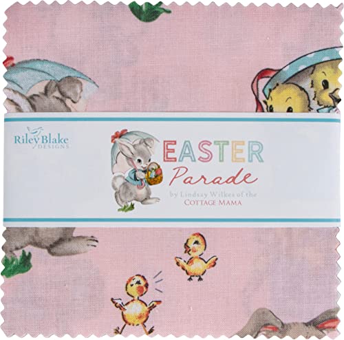 Easter Parade Riley Blake 5-inch Stacker by Lindsay Wilkes, 42 Precut Fabric Quilt Squares