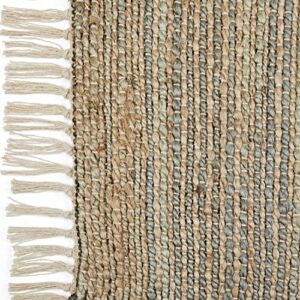 Pebble & Crane - Bradford Rug - Woven Throw Rug - Jute and Cotton - Area Rug for Kitchen, Living Room, Bedroom, and More - Tassel Trim - 5’ x 8’ - Olive