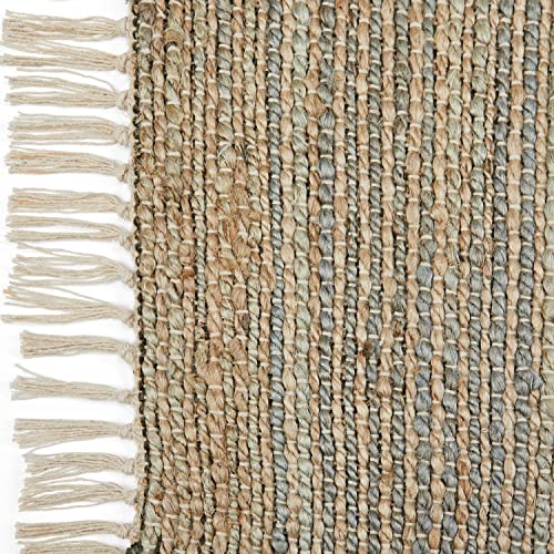 Pebble & Crane - Bradford Rug - Woven Throw Rug - Jute and Cotton - Area Rug for Kitchen, Living Room, Bedroom, and More - Tassel Trim - 5’ x 8’ - Olive