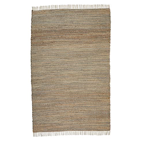 Pebble & Crane - Bradford Rug - Woven Throw Rug - Jute and Cotton - Area Rug for Kitchen, Living Room, Bedroom, and More - Tassel Trim - 5’ x 8’ - Olive