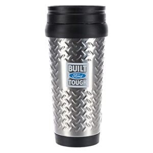 ford built tough diamond plate travel mug, stainless steel, 14 oz.