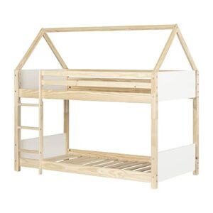 south shore sweedi, twin bunk bed, natural wood