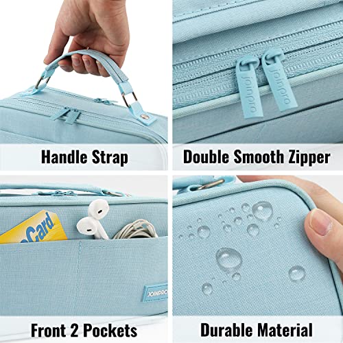 JOINPRO Pencil Case, Large Capacity Pencil Case Organizer; Double Zipper Storage Bag; Big Pencil Pouch for College School Office Teen Girl Boy Men Women Adult (Light Blue)