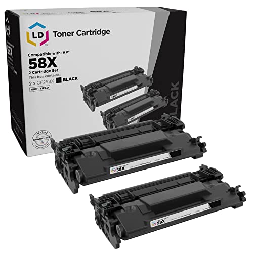 LD Products Compatible Toner Cartridge Replacement / Compatible with HP 58X / CF258X HY (Black, 2PK with CHIP) for Laserjet Pro M404dn M404dw M404n MFP M428fdn MFP M428fdw New Working CHIP Installed