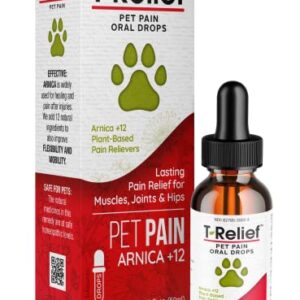 T-Relief Pet Pain Relief Drops Arnica +12 Powerful Natural Medicines Help Reduce Muscle Joint & Hip Pain Soreness Stiffness Injuries in Dogs & Cats - Fast-Acting Soother - 1.69 oz