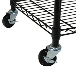 Oceanstar Heavy Duty Rolling Storage Garment Rack with Adjustable Shelves and Hook,Black