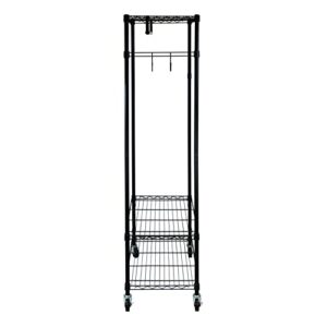 Oceanstar Heavy Duty Rolling Storage Garment Rack with Adjustable Shelves and Hook,Black