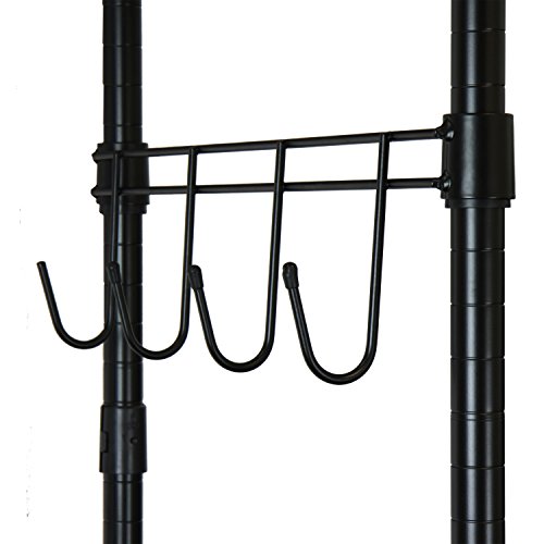 Oceanstar Heavy Duty Rolling Storage Garment Rack with Adjustable Shelves and Hook,Black