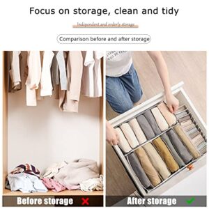 5PCS Washable Wardrobe Clothes Organizer Foldable Closet Organizer Portable Storage Baskets Visible Grid Storage Box for T-shirt,Legging,Skirts,Jeans (Mix, Gray)