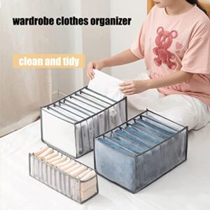 5PCS Washable Wardrobe Clothes Organizer Foldable Closet Organizer Portable Storage Baskets Visible Grid Storage Box for T-shirt,Legging,Skirts,Jeans (Mix, Gray)