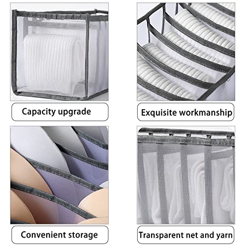 5PCS Washable Wardrobe Clothes Organizer Foldable Closet Organizer Portable Storage Baskets Visible Grid Storage Box for T-shirt,Legging,Skirts,Jeans (Mix, Gray)