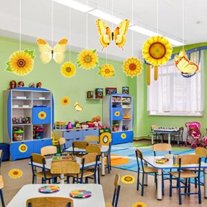 45 Pieces Spring Sun Flower Cutouts, Creative Springtime Flowers Accents Butterfly Gerbera Daisy Bulletin Board Classroom Decoration for Teacher Student School Birthday, 5.5 x 5.5 Inch (Vivid Style)