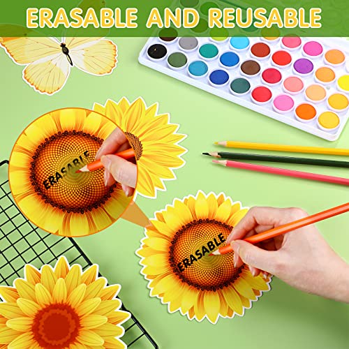 45 Pieces Spring Sun Flower Cutouts, Creative Springtime Flowers Accents Butterfly Gerbera Daisy Bulletin Board Classroom Decoration for Teacher Student School Birthday, 5.5 x 5.5 Inch (Vivid Style)