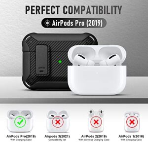 Maxjoy for Airpods Pro Case Cover for AirPod Pro,Military Armor Series Full-Body Air Pod Pro Case,Secure Lock Protective Case for Apple AirPod,Wireless AirPod Pro Cases for Men Women (Black)