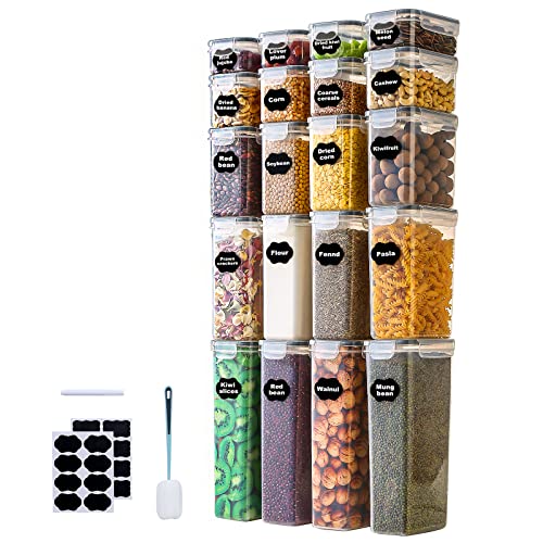 OFODE Airtight Food Storage Containers 20 Pices BPA Free Plastic Kitchen Pantry Organization and Storage for Sugar Flour Snack Cereal with Fliplock Lids Include Labels Freezer and Dishwasher Safe