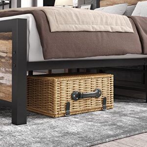 Twin Size Bed Frame with Headboard and Footboard, Farmhouse Twin Metal Platform Bed Frame with Strong Slat Supports Mattress Foundation, No Box Spring Needed, Noise Free, Under Bed Storage, Twin