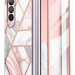 i-Blason Cosmo Series Case for Samsung Galaxy Z Fold 3 Case 5G (2021), Slim Stylish Protective Bumper Case with Built-in Screen Protector (Marble)