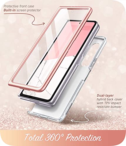 i-Blason Cosmo Series Case for Samsung Galaxy Z Fold 3 Case 5G (2021), Slim Stylish Protective Bumper Case with Built-in Screen Protector (Marble)