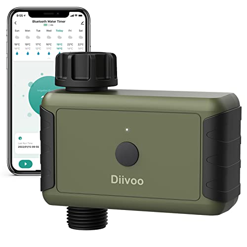 Bluetooth Sprinkler Timer, Diivoo Smart Water Timer for Garden Hose, Up to 20 Separate Watering Schedules, Rain Delay and Manual Watering