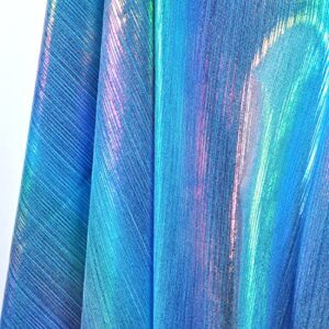 Yutone Shining Iridescent Hologram Laser Fabric Knit Crepe 58inch Wide for Cloth Craft Upholstery by The Yard (36inch SkyBlue), 1 Yard