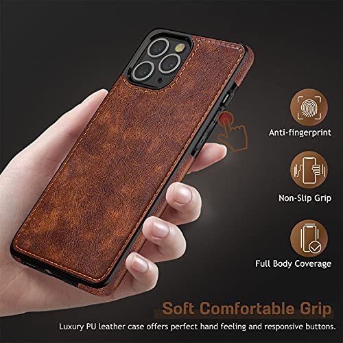 LOHASIC for iPhone 13 Pro Max Leather Case Compatible with Magsafe, Slim Luxury PU Non-Slip Grip Rugged Bumper Shockproof Full Body Protective Cover Phone Cases for iPhone 13 Pro Max 6.7" - Brown