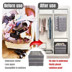 5pcs Underwear Drawer Organizers Divider Foldable Cabinet Closet Hanging Bag, Wardrobe Storage Box for Clothes, Socks, Ties, Belts(Grey)