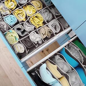 5pcs Underwear Drawer Organizers Divider Foldable Cabinet Closet Hanging Bag, Wardrobe Storage Box for Clothes, Socks, Ties, Belts(Grey)