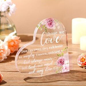 Sympathy Gift Bereavement Gift Arylic Heart in Memorial of loved one gifts, Loss of Father, Loss of Mother Condolence Gift for Table Remembrance Decorations（6 x 6 x 0.6 Inch）