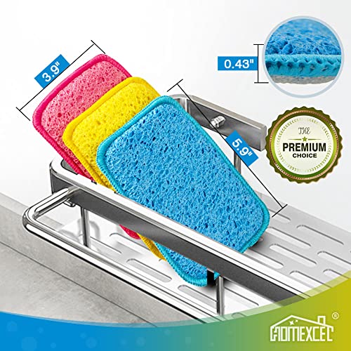 12 Pack Scrub & Wipe Cloths, Dual-Sided Sponges for Kitchen, All-Purpose Cloth for Dishes, Pots, Pans, Non-Stick Cookware, Countertops (Red, Yellow, Blue)