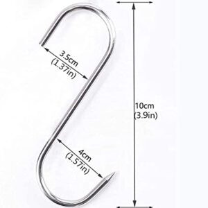 jeoyswe Meat Hook (4inch 4mm) Smoker Hooks Stainless Steel 304, Meat Hooks Processing for Sausage, Beef ,Bacon, Poultry, Deer, Moose