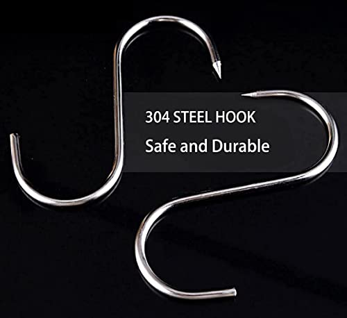 jeoyswe Meat Hook (4inch 4mm) Smoker Hooks Stainless Steel 304, Meat Hooks Processing for Sausage, Beef ,Bacon, Poultry, Deer, Moose