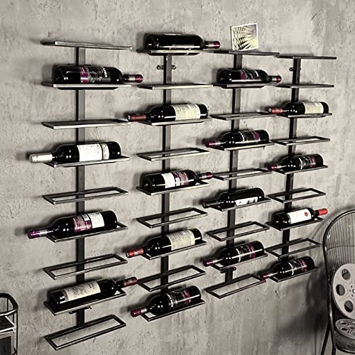 LOYALHEARTDY Wall Wine Rack, 9 Bottle Black Wrought Iron Wall-Mounted Wine Racks, Wine Holder for Wall for Kitchen,Dining Room,Bar, Alcohol Storage Solution, Each Rack: 4.3x10.6inch