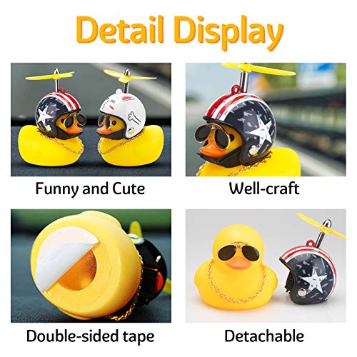 wonuu Rubber Duck Toy Car Ornaments and Rubber Duck Car Ornaments, Funny Shake Duck Car Pendant Yellow Duck Car Dashboard Decorations with Propeller Helmet for Car Interior Decors (Rich&American Flag)