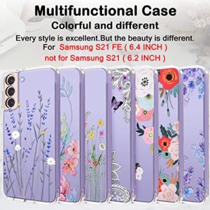 White Lace Case for Samsung Galaxy S21 FE 5G,Butterfly Floral Flower Pattern for Women Girl Glitter Clear Ultra Slim Soft Silicone TPU Protective Cover Compatible for Samsung Galaxy S21 FE 6.4INCH