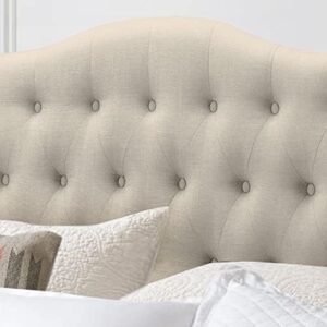 Rosevera Givanna Adjustable Heigh Headboard with Linen Upholstery and Button Tufting for Bedroom, Twin, Beige