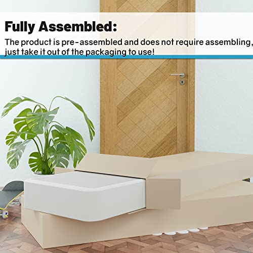 Greaton, 4-Inch Sturdy Box Spring for Mattress Support-Durable and Fully Assembled, Natural Wood Foundation for Queen, White