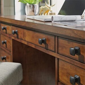 Pemberly Row Contemporary Aged Maple Double Pedestal Executive Desk with Drawers for Office