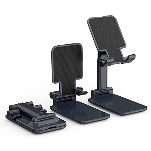 ABOUTIN Cell Phone Stand Holder for Desk, Angle & Height Adjustable(Black). Stable Anti-Slip Design Compatible with All Mobile Phones, iPhone, Switch, iPad, Kindle, Tablet(4-10inch)