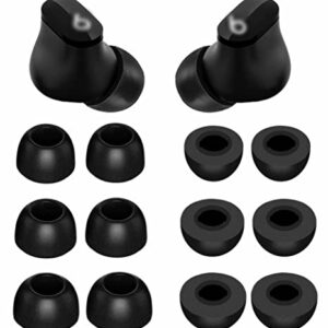 Replacement Memory Foam Compatible with Beats Fit Pro/Studio Buds Ear Tips, 6 Pairs S/M/L Cancel Noise Fit in Case Comfortable No Silicone Pain for Beat Fit Pro/Studio Buds - Foam Black