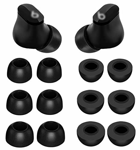 Replacement Memory Foam Compatible with Beats Fit Pro/Studio Buds Ear Tips, 6 Pairs S/M/L Cancel Noise Fit in Case Comfortable No Silicone Pain for Beat Fit Pro/Studio Buds - Foam Black