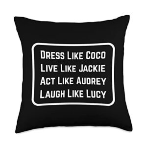 dress like coco live like jackie tees inc dress coco live like jackie throw pillow, 18x18, multicolor