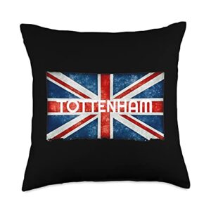 tottenham england union jack flag tottenham england uk flag throw pillow, 18x18, multicolor