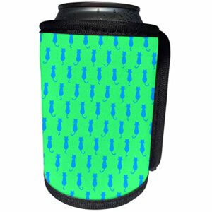 3drose polka dot pet pattern blue cats on lime - can cooler bottle wrap (cc_352403_1)