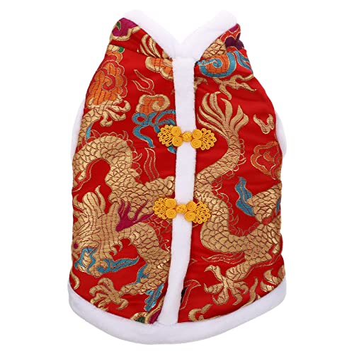 Balacoo Dog New Year Outfit Dog Chinese Style Clothes New Year Puppy Traditional Costume Winter Pet Coat Cute Blessing Suit Cosplay Party Apparel for Spring Festival