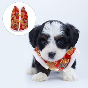 Balacoo Dog New Year Outfit Dog Chinese Style Clothes New Year Puppy Traditional Costume Winter Pet Coat Cute Blessing Suit Cosplay Party Apparel for Spring Festival