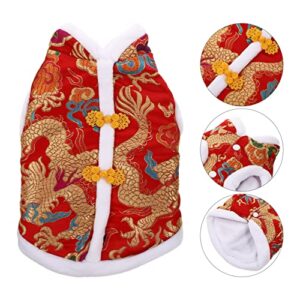 Balacoo Dog New Year Outfit Dog Chinese Style Clothes New Year Puppy Traditional Costume Winter Pet Coat Cute Blessing Suit Cosplay Party Apparel for Spring Festival