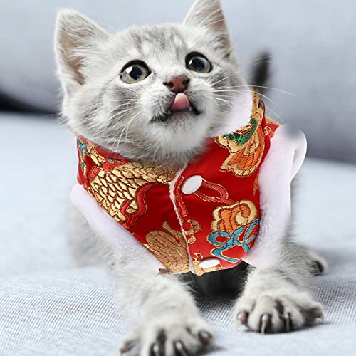 Balacoo Dog New Year Outfit Dog Chinese Style Clothes New Year Puppy Traditional Costume Winter Pet Coat Cute Blessing Suit Cosplay Party Apparel for Spring Festival