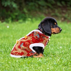 Balacoo Dog New Year Outfit Dog Chinese Style Clothes New Year Puppy Traditional Costume Winter Pet Coat Cute Blessing Suit Cosplay Party Apparel for Spring Festival