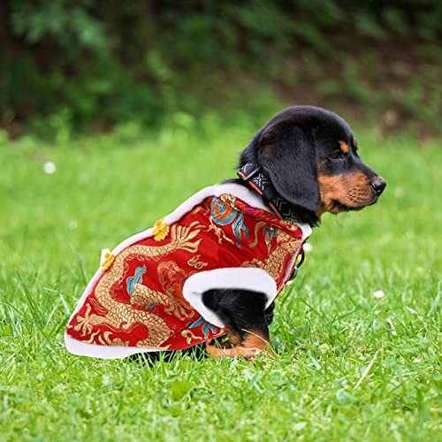 Balacoo Dog New Year Outfit Dog Chinese Style Clothes New Year Puppy Traditional Costume Winter Pet Coat Cute Blessing Suit Cosplay Party Apparel for Spring Festival